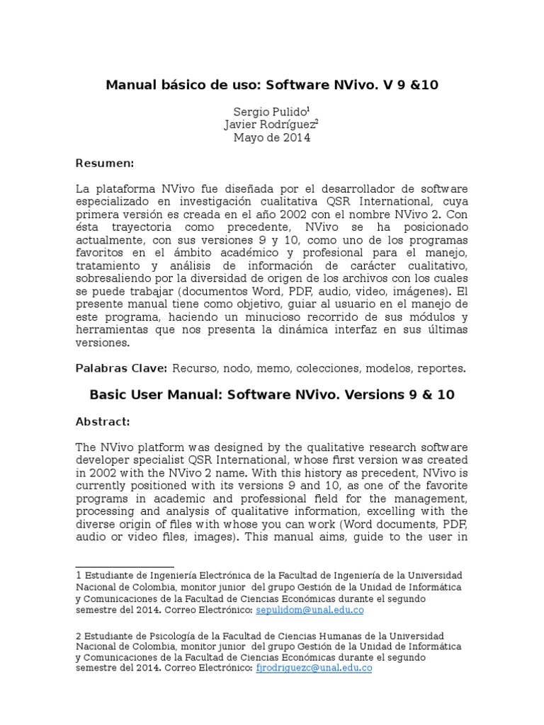 Manual de Uso Básico NVivo 9 & 10 | PDF | Point and Click | Ventana (informática)