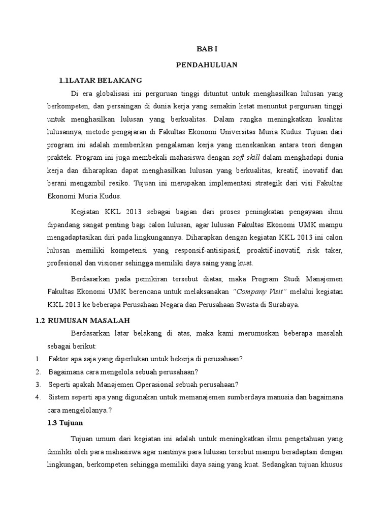 Contoh Laporan Visit Company Ke Pt. Sier Surabaya | PDF