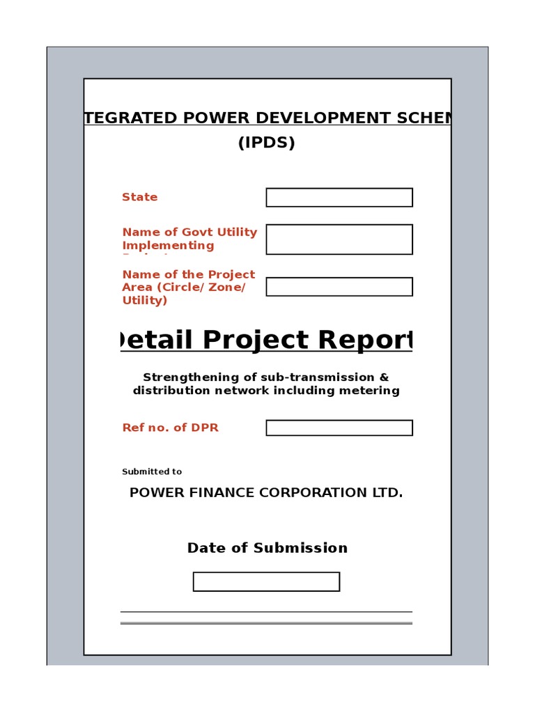 Detail Project Report for Strengthening of Sub-Transmission and Distribution Network Including ...