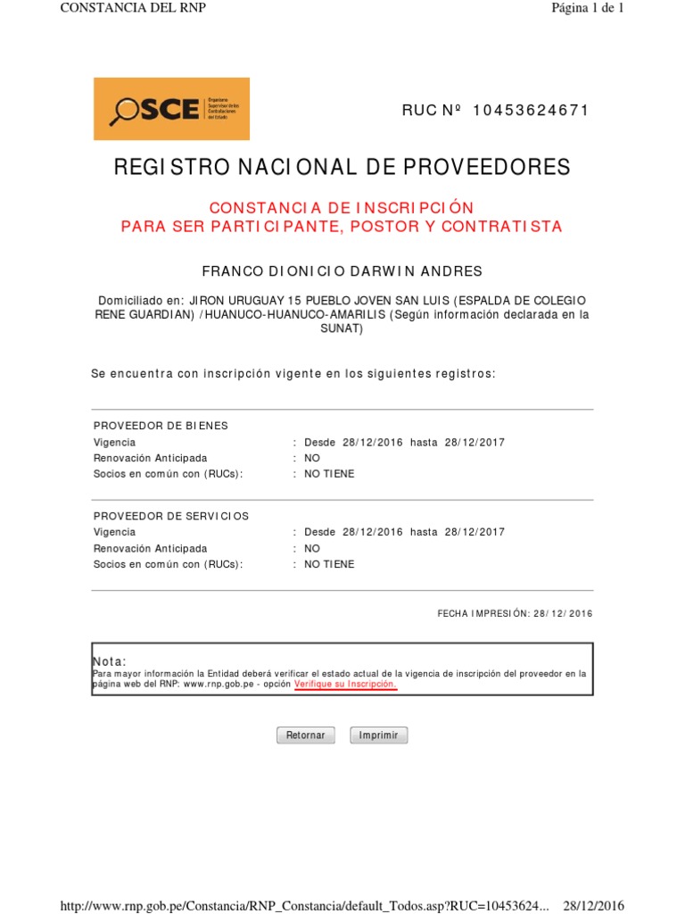 Modelo de RNP Constancia | PDF