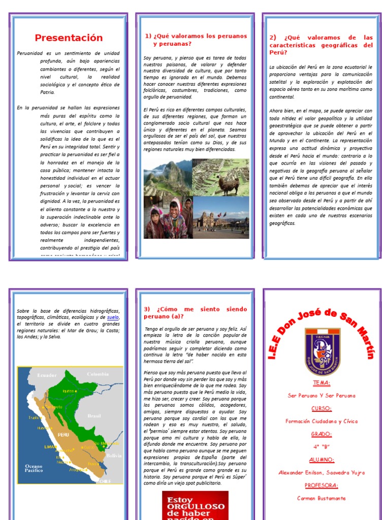 Triptico Ser Peruano 3 | PDF | Perú | Folklore