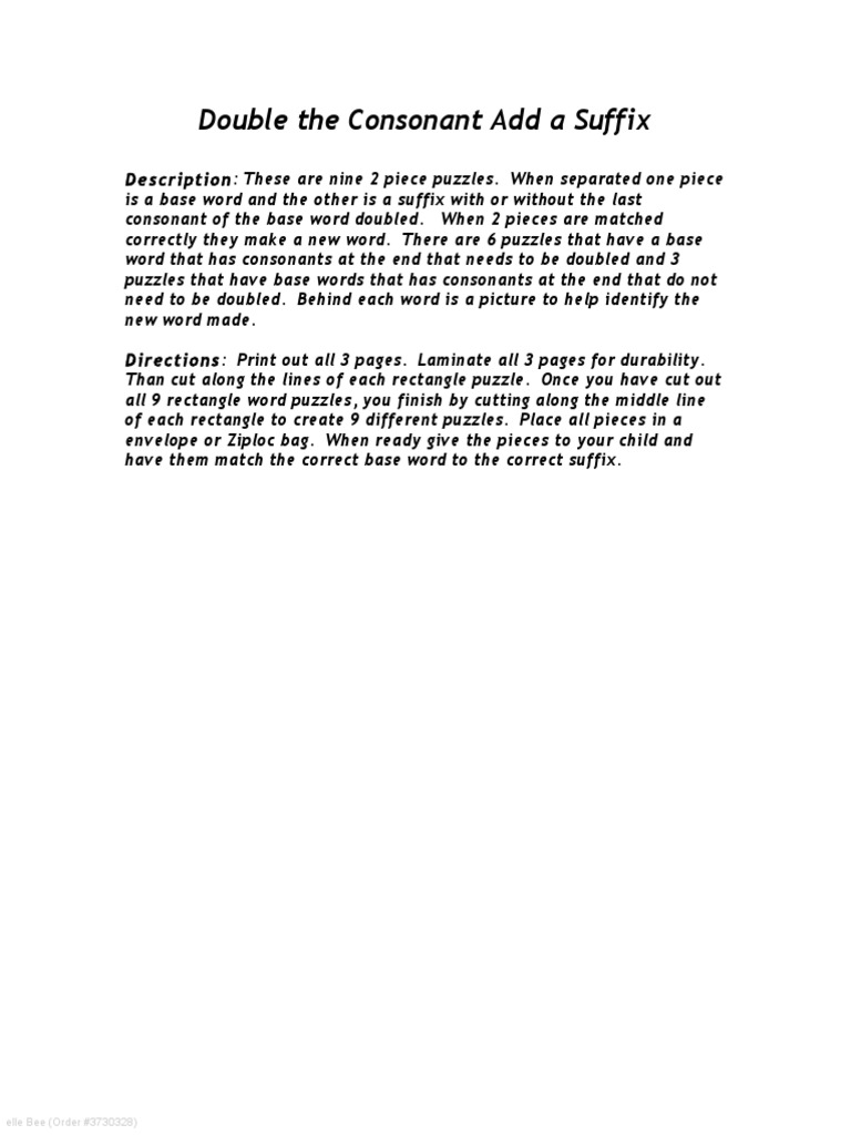 Double The Consonant Add A Suffix | PDF
