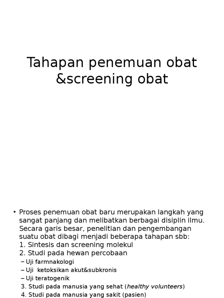Tahapan Penemuan Obat &screening Obat | PDF