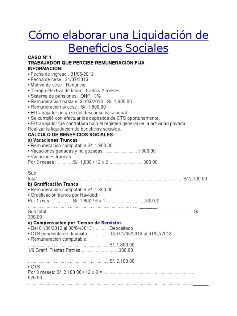 Cómo Elaborar Una Liquidación de Beneficios Sociales