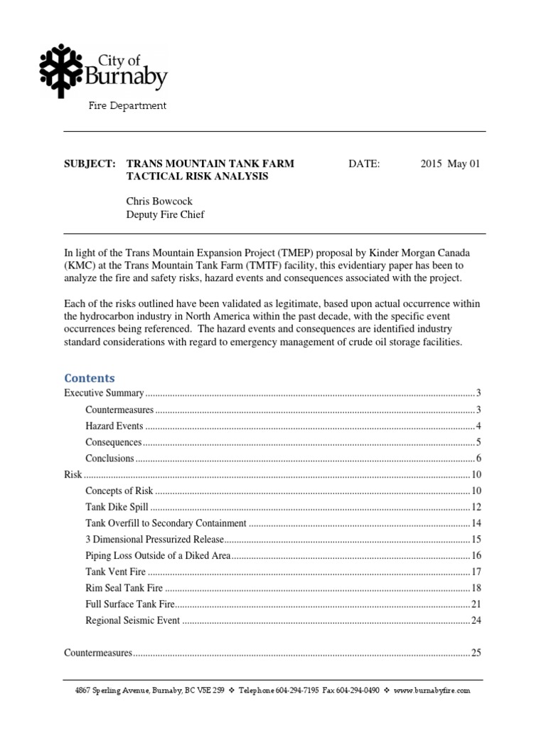 Burnaby Fire Department - Evidentiary Paper | PDF | Risk | Flammability