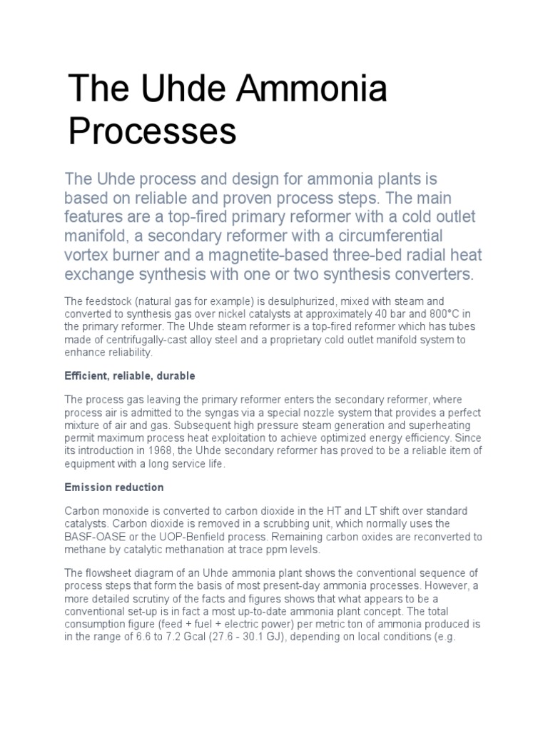 The Uhde Ammonia Processes