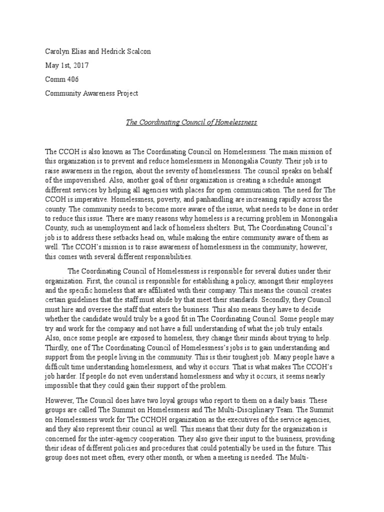 Ccoh Community Awareness Project | PDF