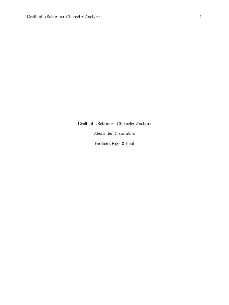 Death of A Salesman Character Analysis | PDF | Entertainment (General)