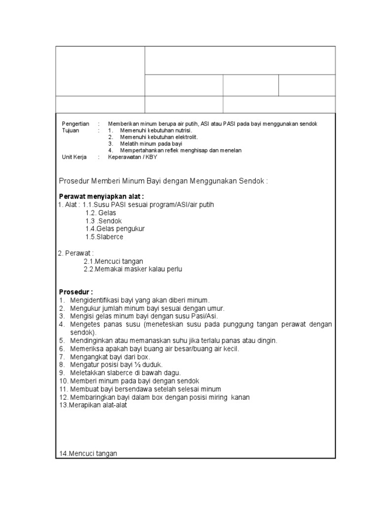 Sop-Kby - Memberi Minum Bayi Dengan Menggunakan Sendok | PDF