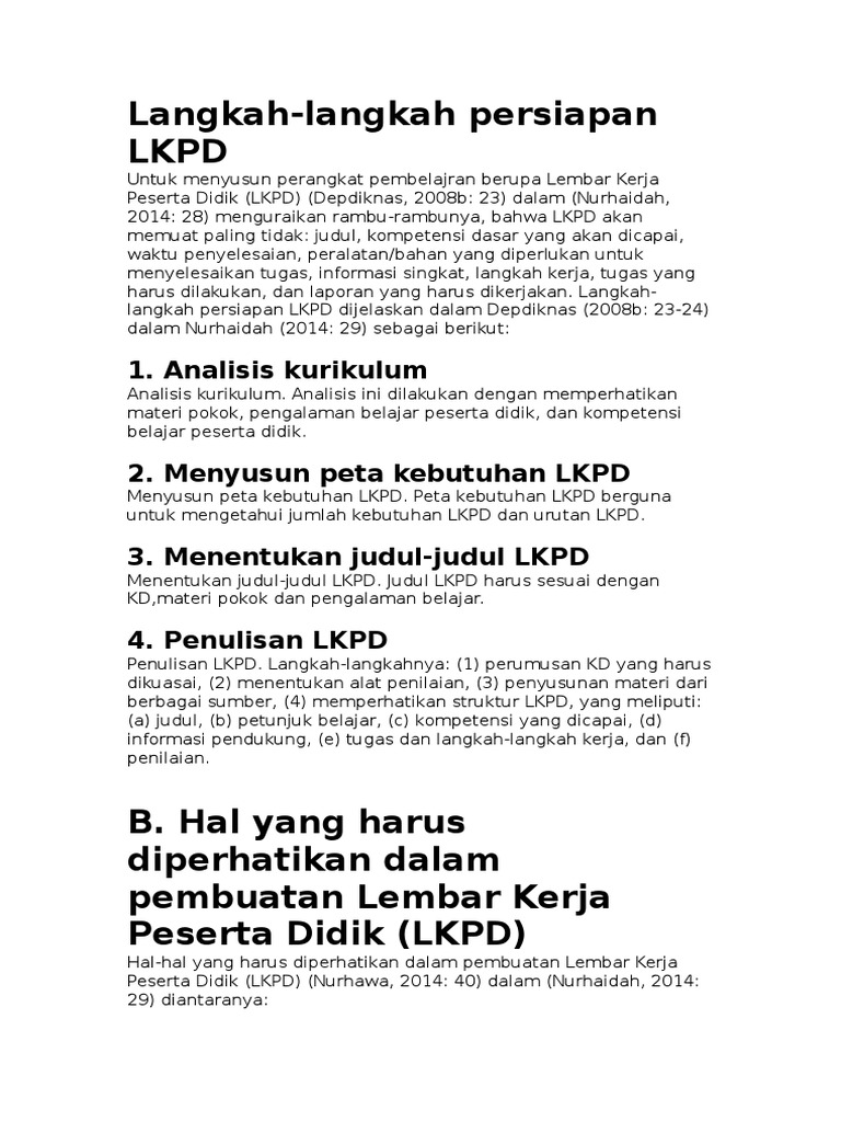 Langkah Menyusun LKPD | PDF