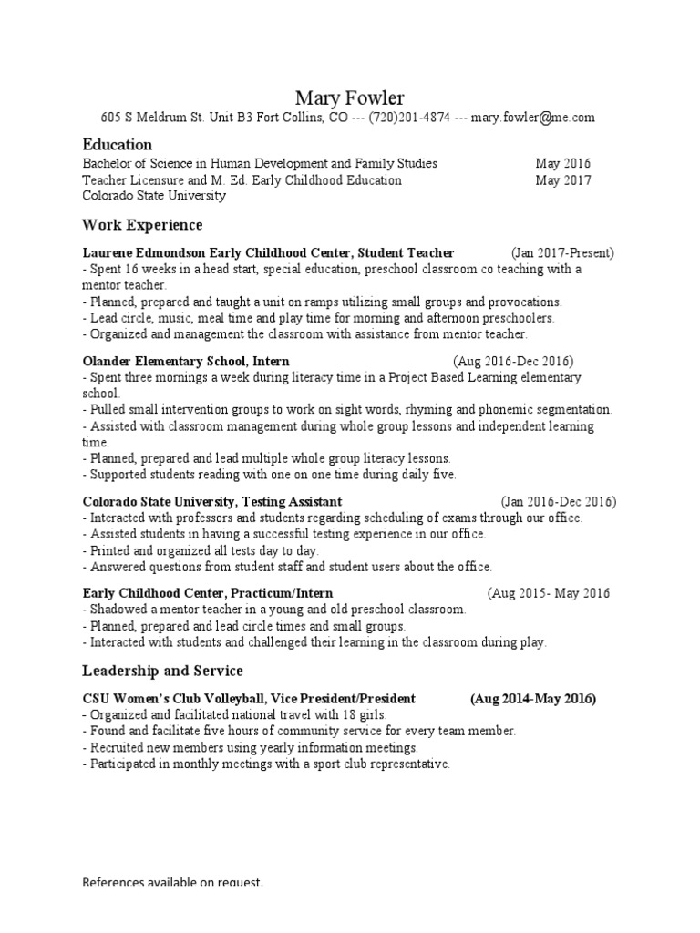 Mary Fowler Resume 2 | PDF