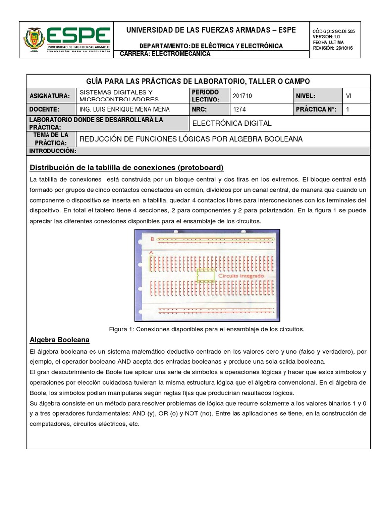 Lab 1 Algebra Boole Moodle | PDF | Puerta lógica | Electrónica