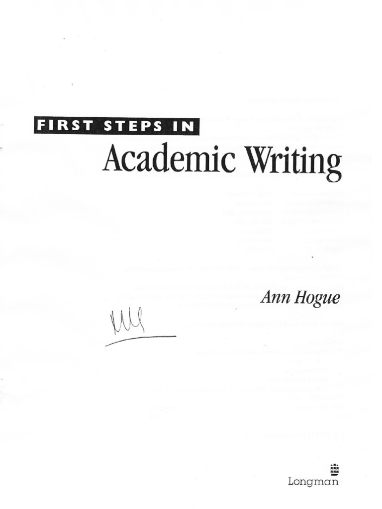 First Steps in Academic Writing - Ann Hogue | PDF