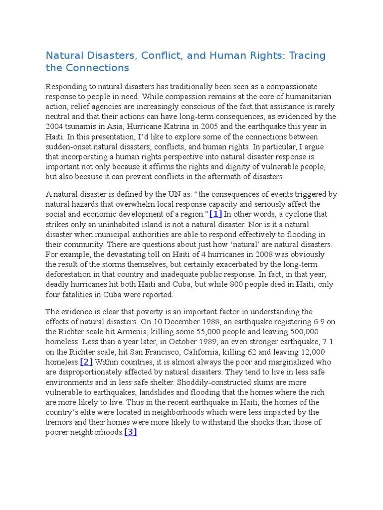 Natural Disasters, Conflict, and Human Rights: Tracing The Connections ...