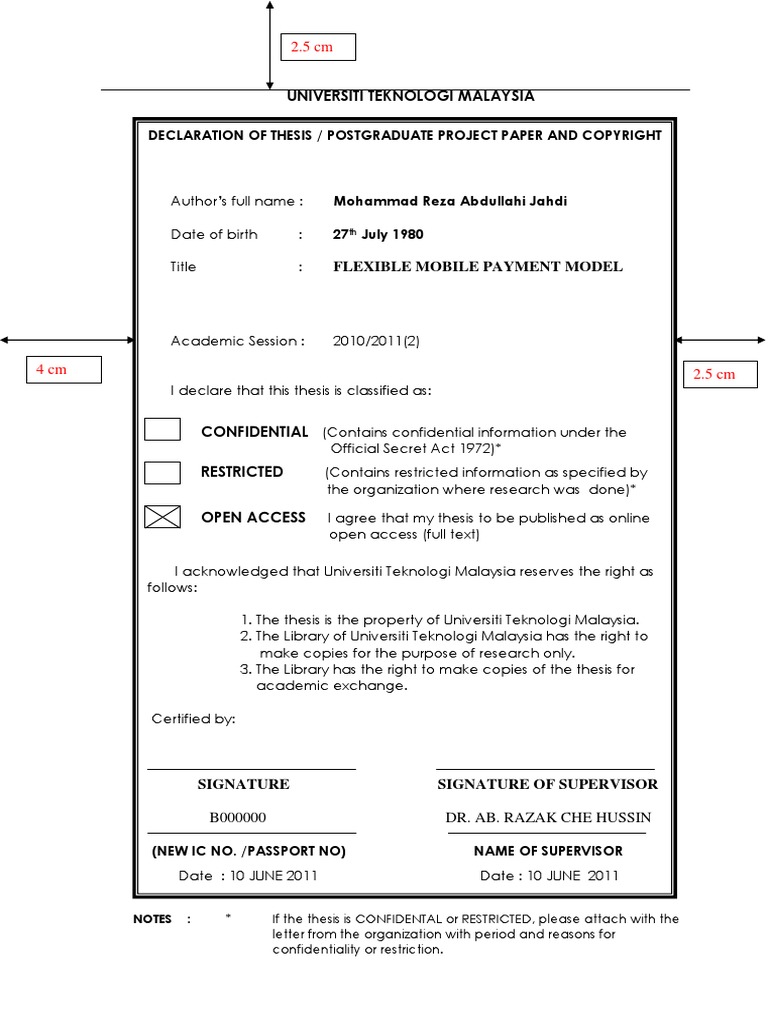 5.easy Thesis Format Utm Computer Science | PDF | Thesis | Mobile Phones