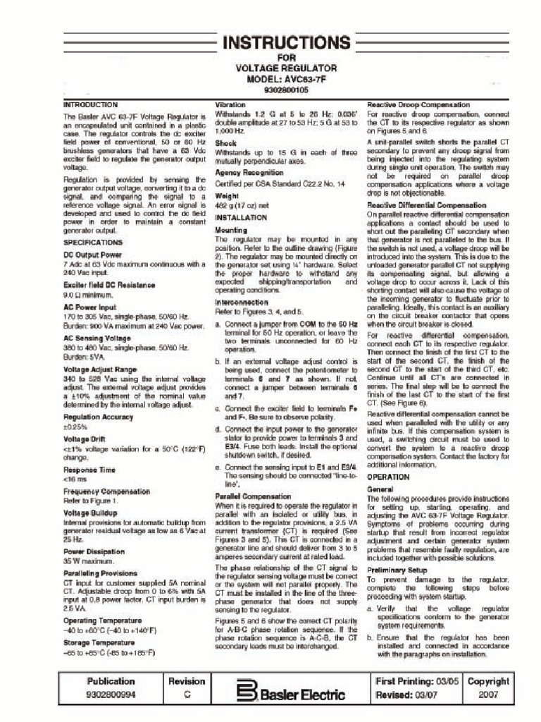Basler Brochure | PDF | Electric Generator | Resistor