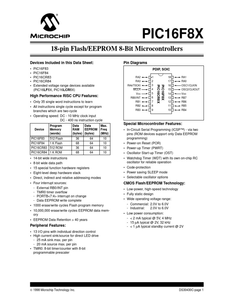 Pic16f8x PDF | PDF | Microcontroller | Instruction Set