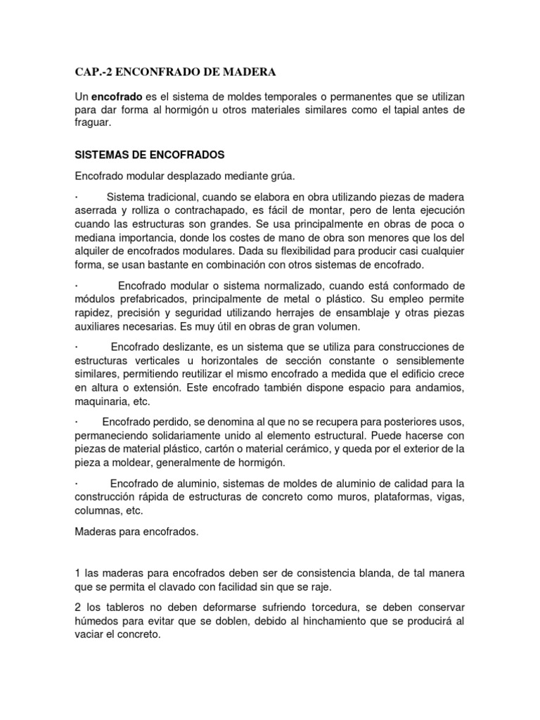 Formaleta de Madera | Descargar gratis PDF | Ingeniería de Edificación ...