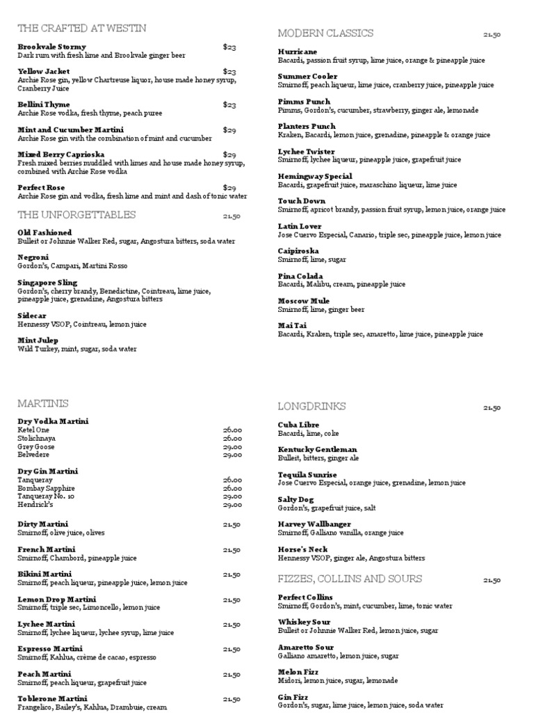 Crafted Cocktails and Beverages Menu | PDF