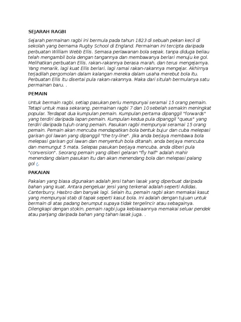 Sejarah Ragbi | PDF