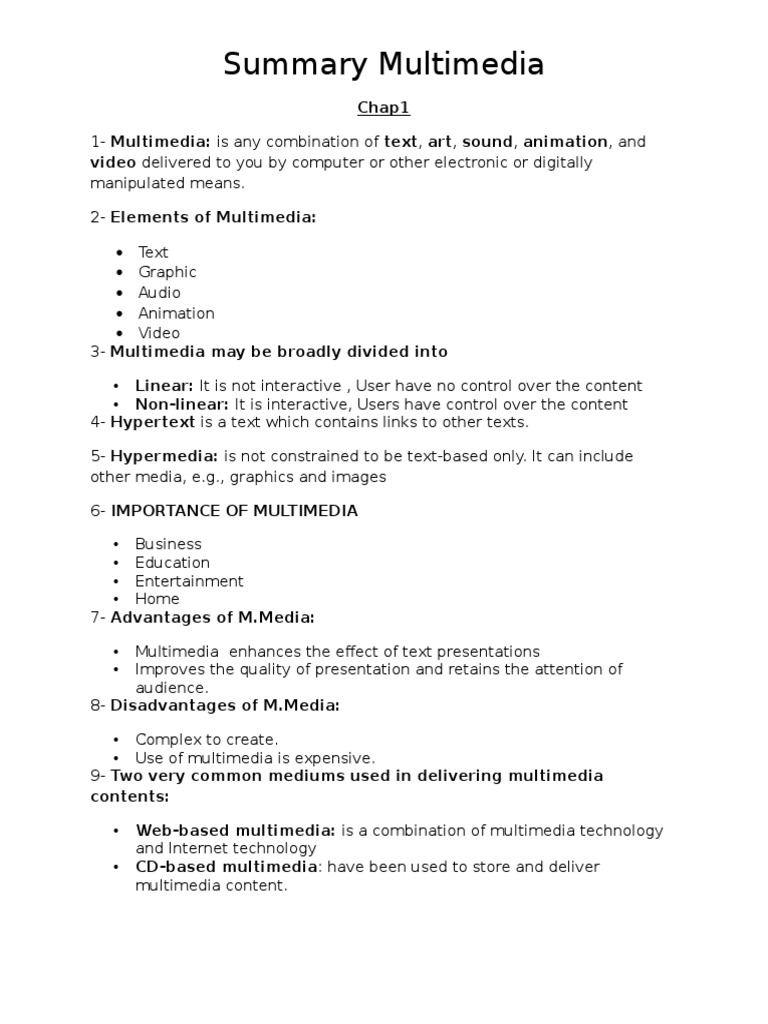 Summary MultiM | PDF | Multimedia | Adobe Photoshop