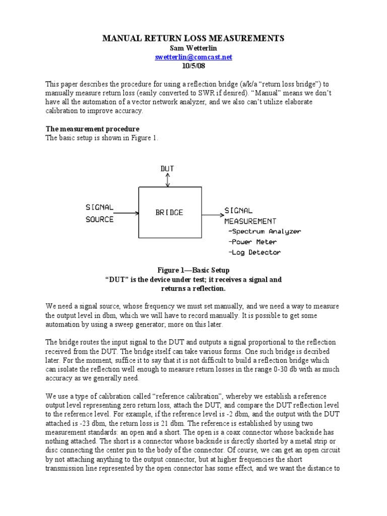 Manual Return Loss Measurement Guide | PDF | Electrical Impedance ...