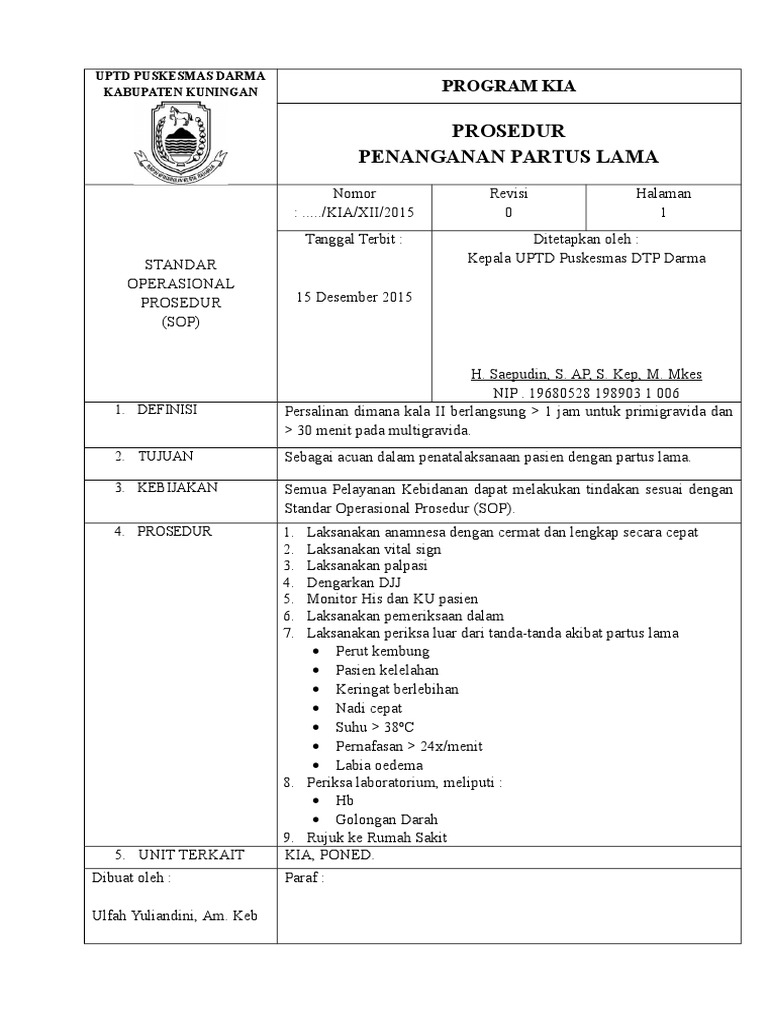 Sop Partus Lama | PDF