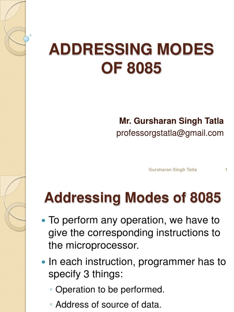 Addressing Modes of 8085 | PDF | Integrated Circuit | Computer Architecture