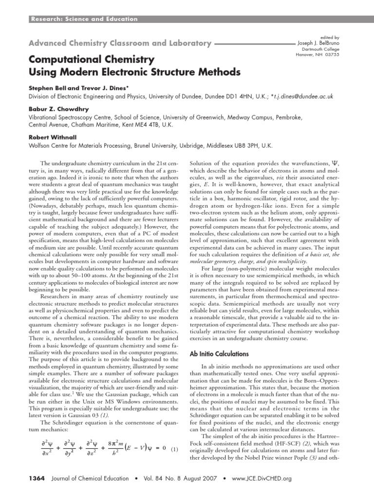 Computational Chemistry Using Modern Electronic Structure Method PDF ...