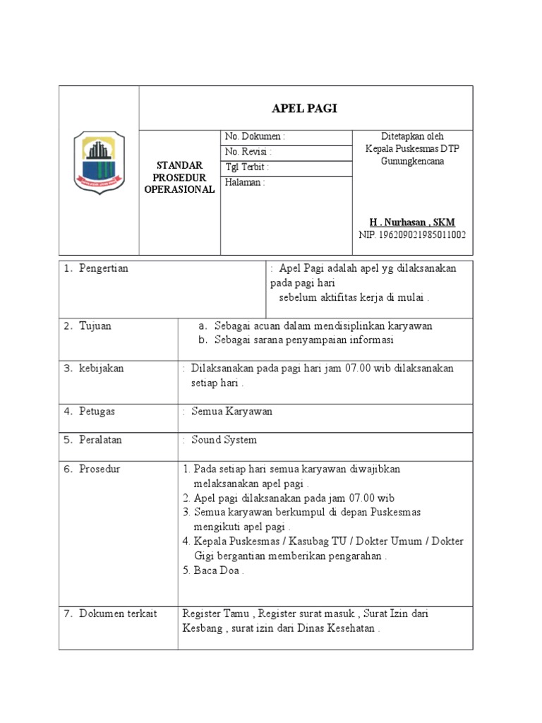 Sop Apel Pagi | PDF