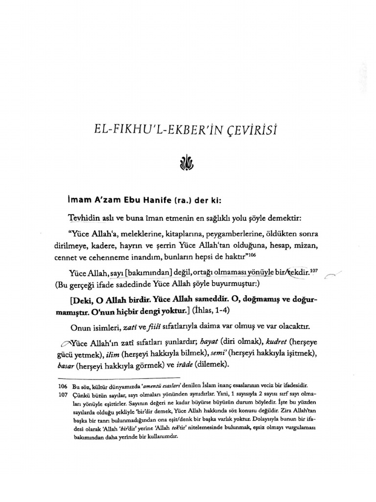 Fıkh-I Ekber Tercümesi (Dr. Ali Pekcan) | PDF