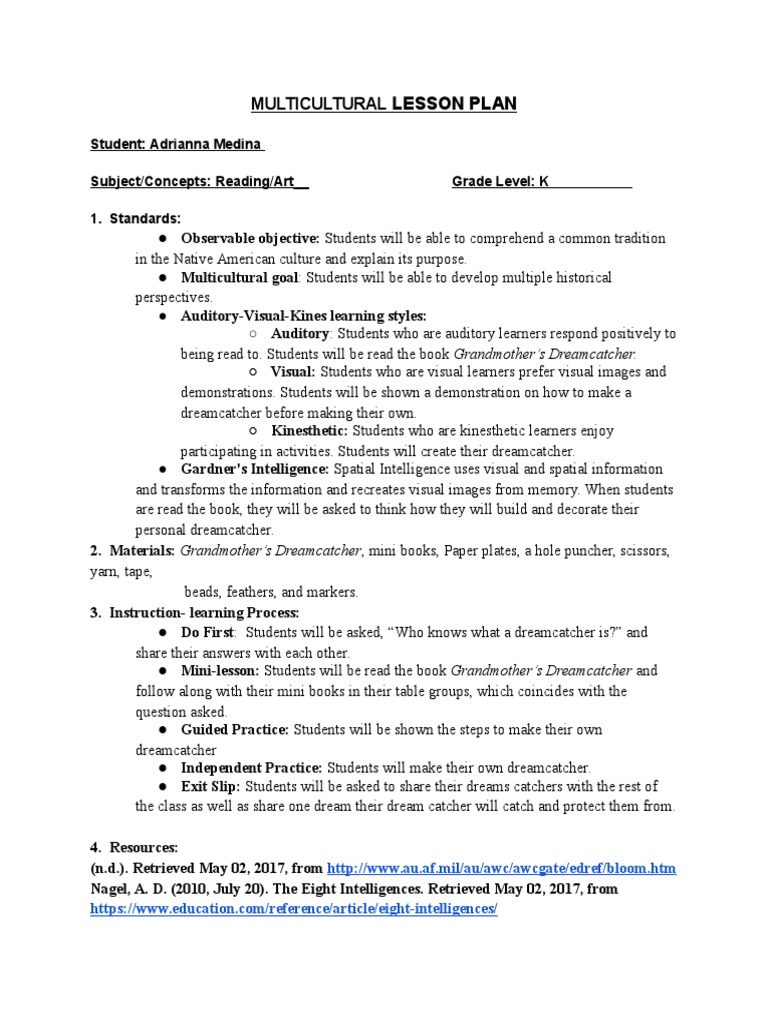 Edu 280 Multiculturallessonplan | PDF | Mental Processes | Limbic System