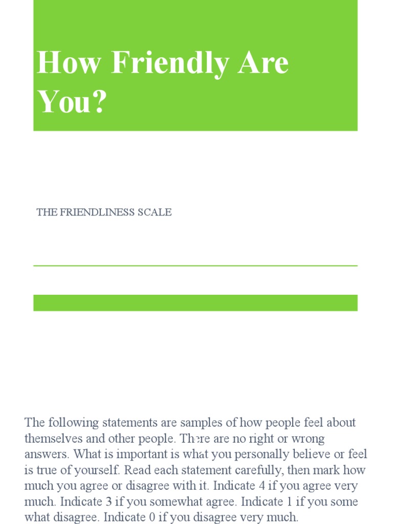 How Friendly Are You?: The Friendliness Scale | PDF