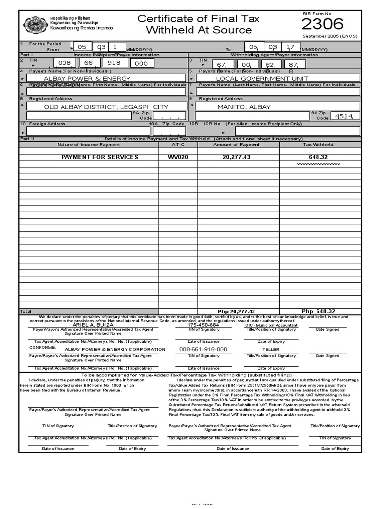 2306 | PDF | Withholding Tax | Value Added Tax