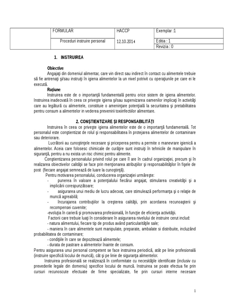 Proceduri Instruire Personal | PDF