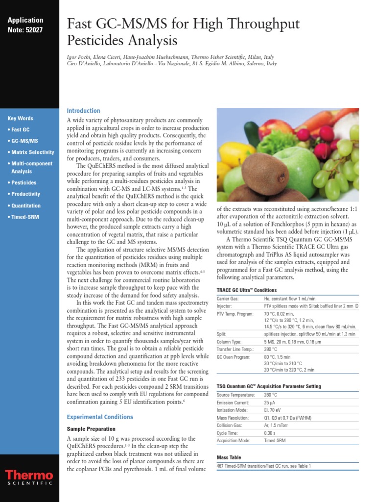 Fast GC MS MS For High Throughput Pesticides Analysis PDF | PDF | Gas ...