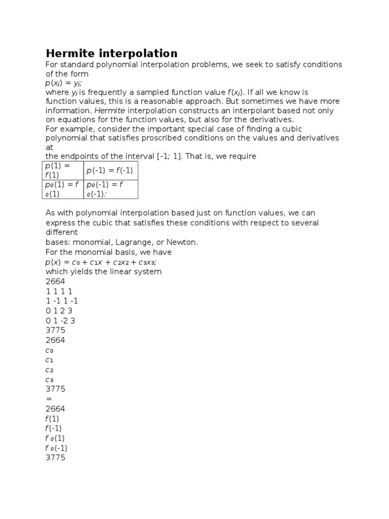 Hermite Interpolation | PDF | Interpolation | Polynomial