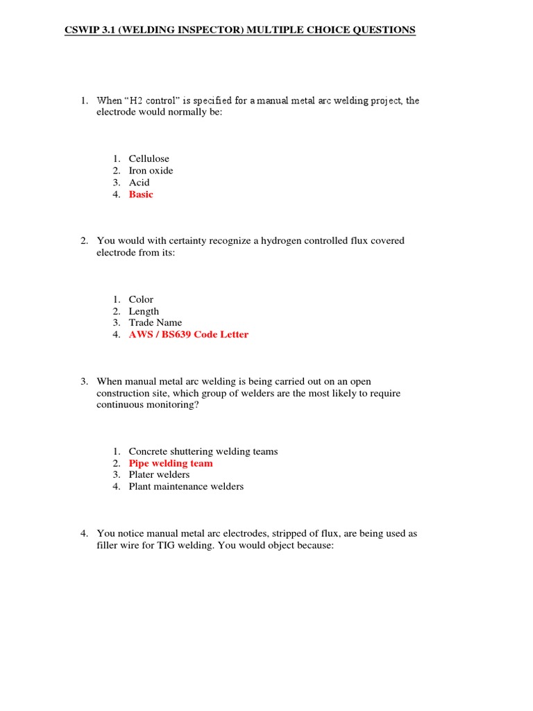CSWIP 3 New Update Question | PDF