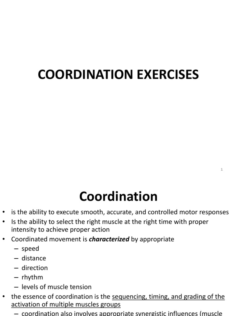 Coordination Exercises | PDF | Anatomical Terms Of Motion | Balance ...