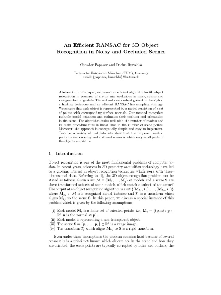 Efficient RANSAC PDF | PDF | Shape | Mean Squared Error