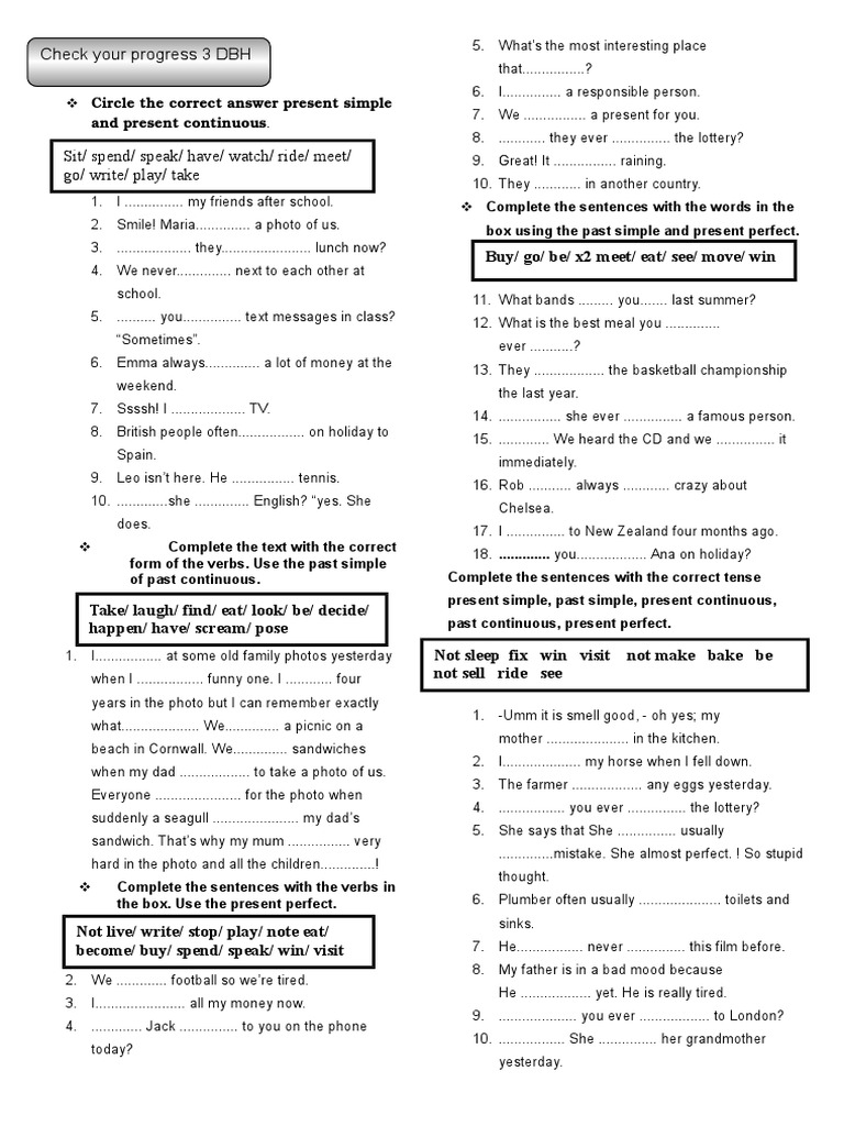 Circle The Correct Answer Present Simple and Present Continuous | PDF ...