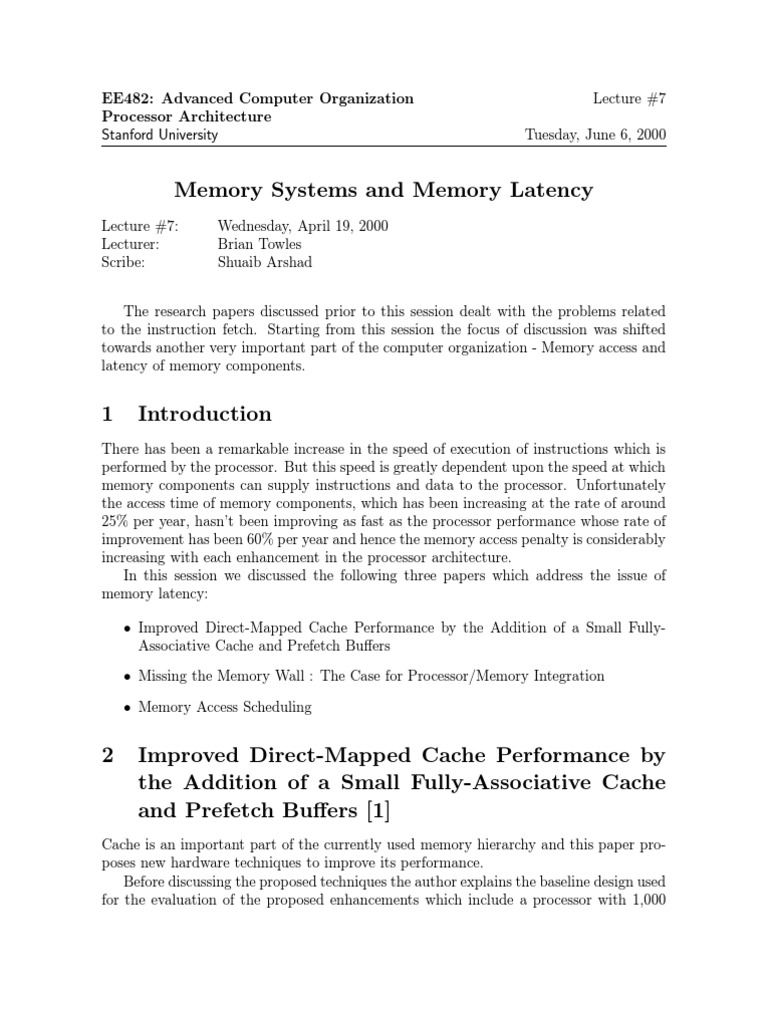 Memory Latency | PDF | Cpu Cache | Central Processing Unit