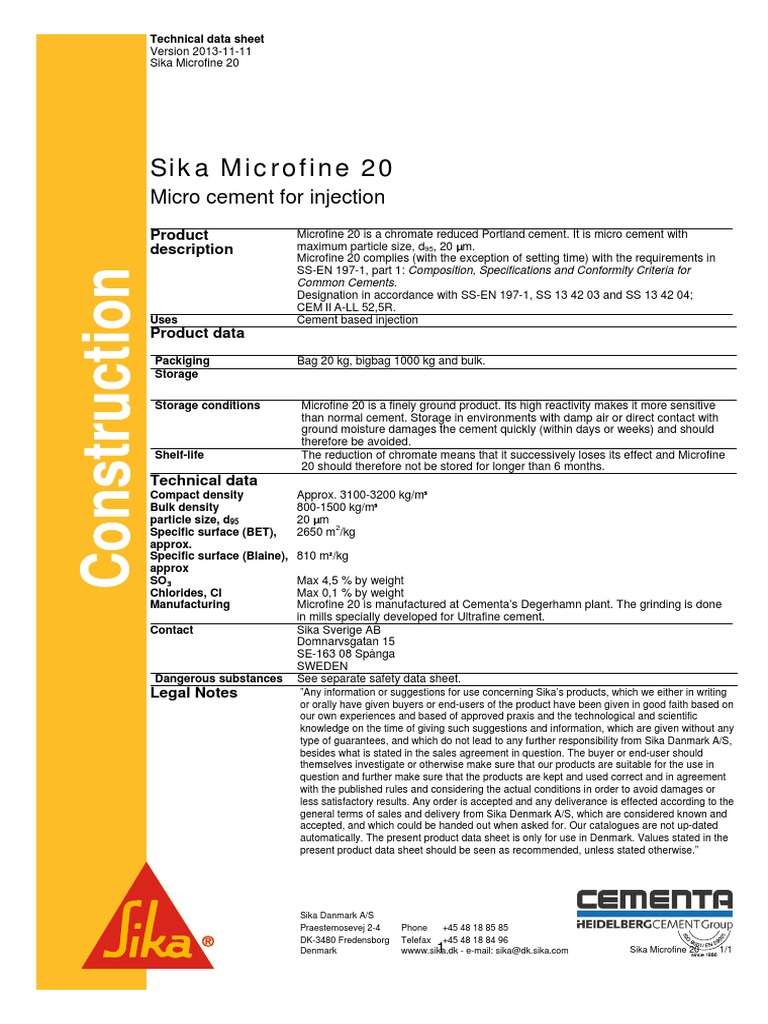 Sika Microfine 20 UK PDS | PDF | Cement | Nature
