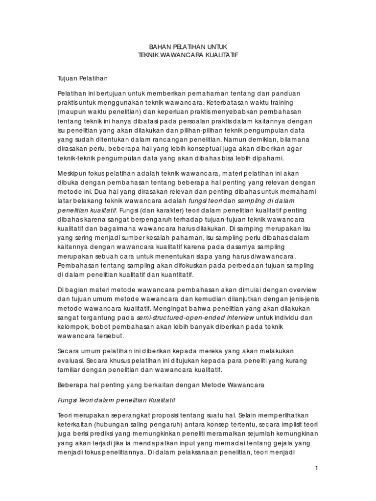 Panduan Wawancara Kualitatif | PDF