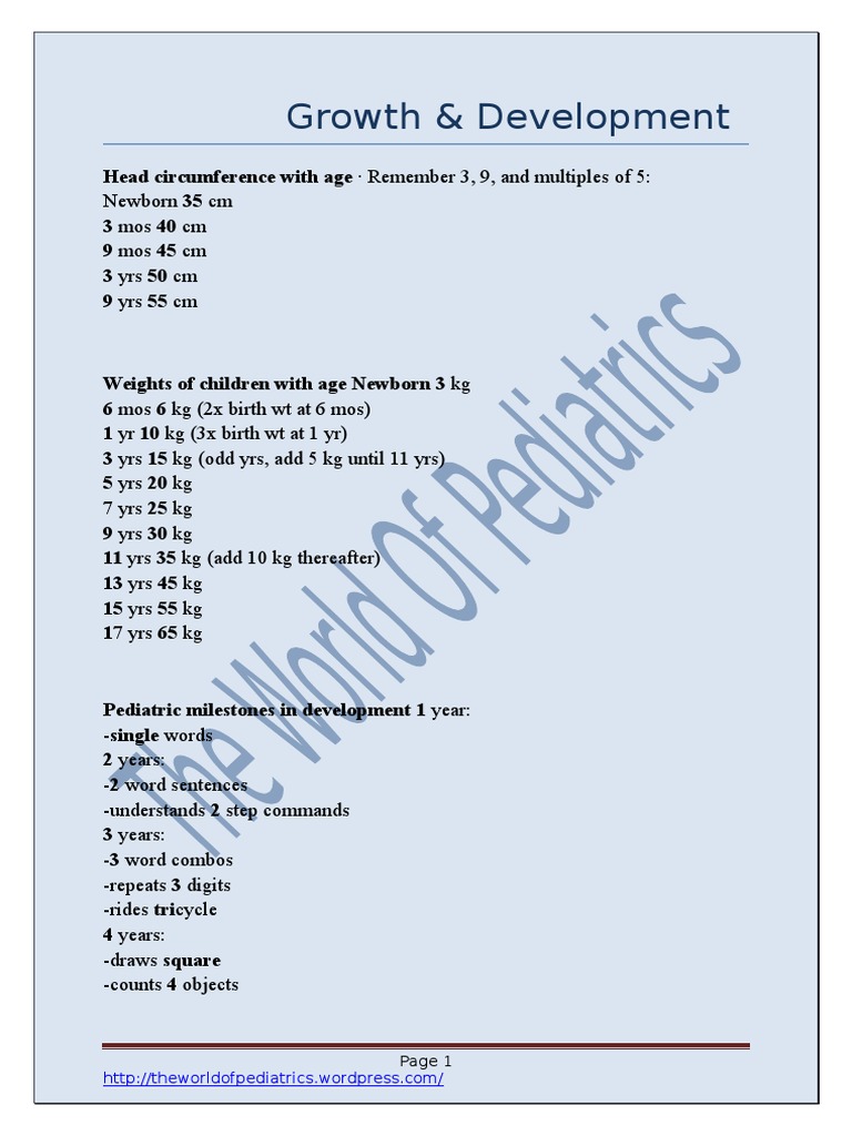 Pediatrics Mnemonics | PDF | Congenital Disorder | Health Sciences