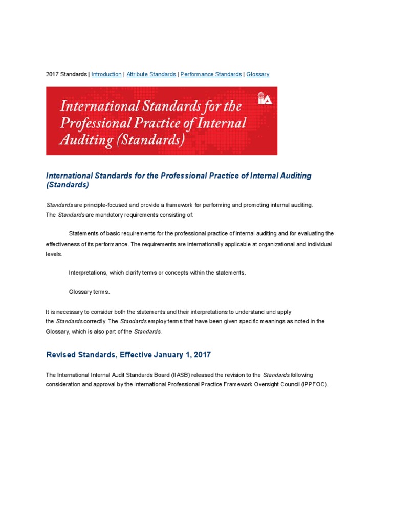 International Standards For The Professional Practice of Internal ...