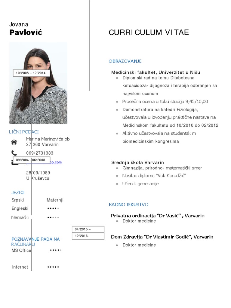 CVsrpski Jovana | PDF