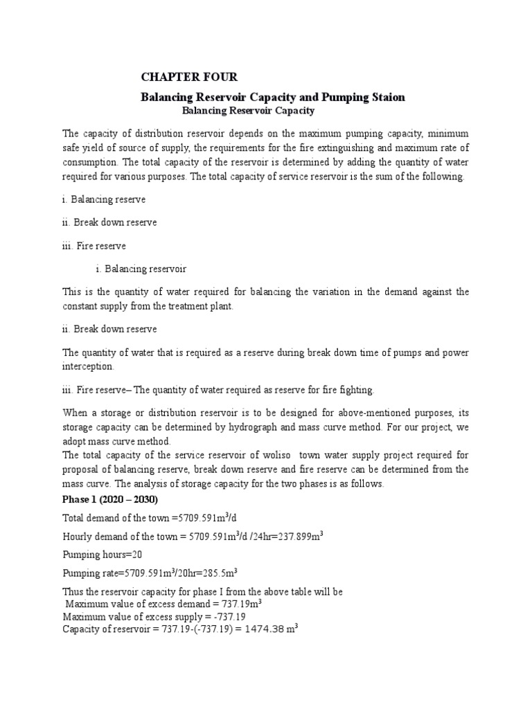 Chapter Four Balancing Reservoir Capacity and Pumping Staion | PDF ...