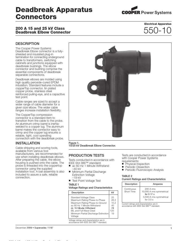 Cooper Deadbreak Elbow 55010 | Coaxial Cable | Electrical Connector