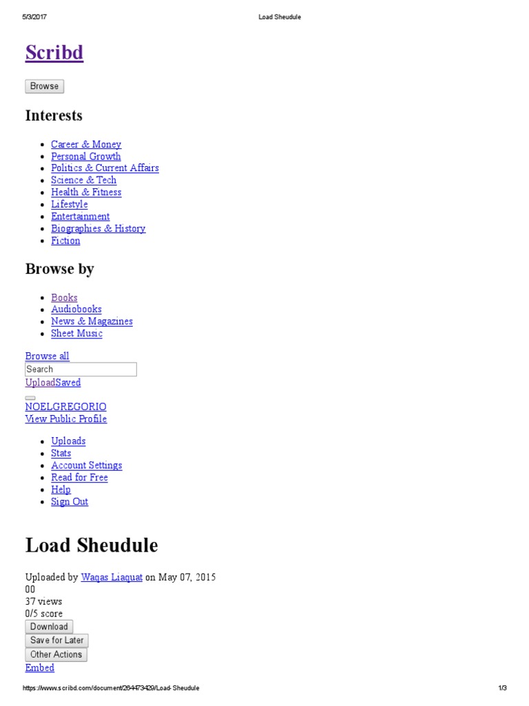 Load Schedule | PDF